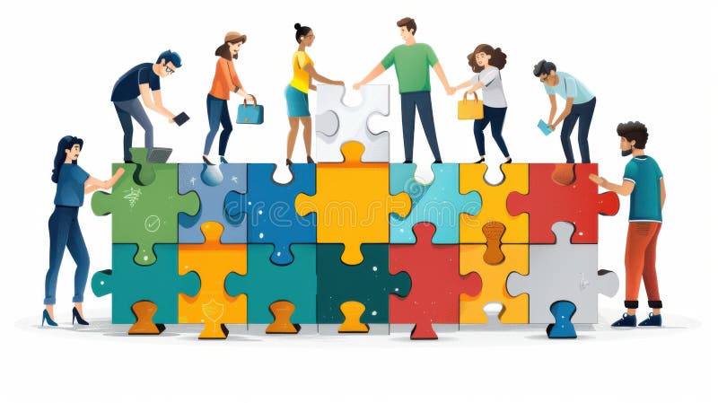 Teamwork, Interaction between All Team Members. Team Building Flat ...