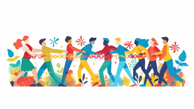 Teamwork, Interaction between All Team Members. Team Building Flat ...