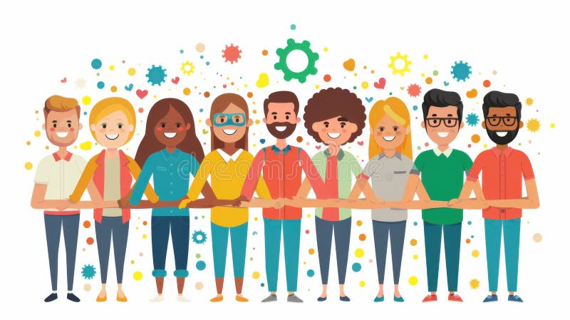 Teamwork, Interaction between All Team Members. Team Building Flat ...