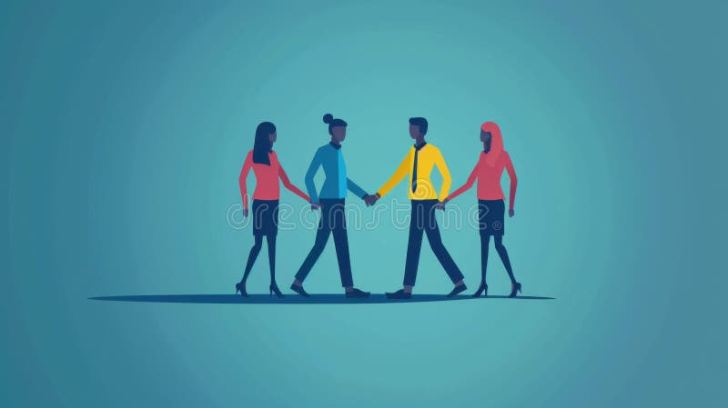 Teamwork, Interaction between All Team Members. Team Building Flat ...