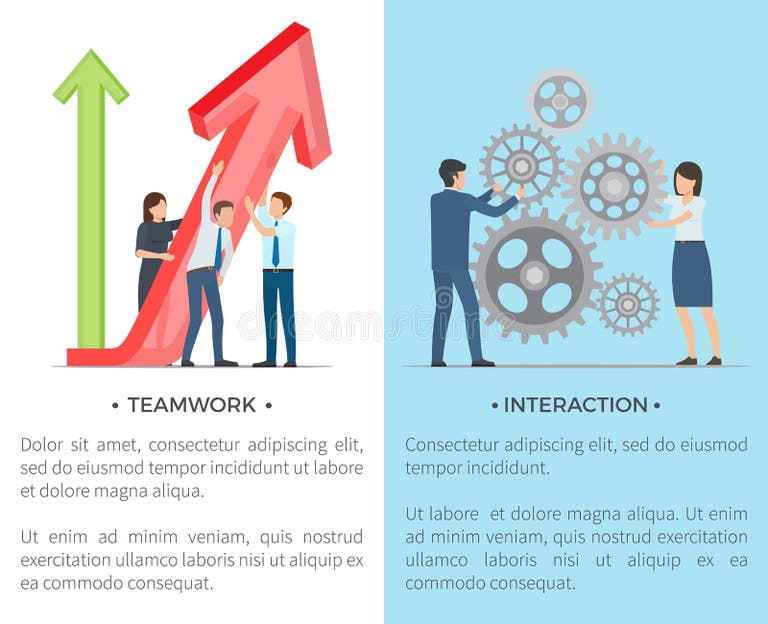 Teamwork and Interaction Collection of Posters Stock Vector ...