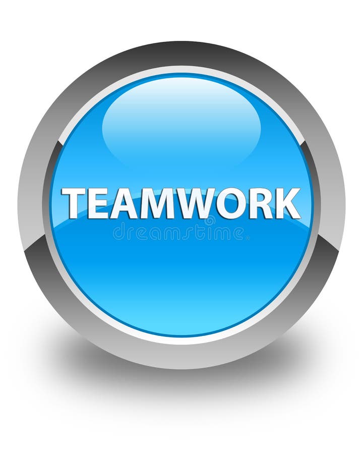 Teamwork Glossy Blue Round Button Stock Illustration - Illustration of ...