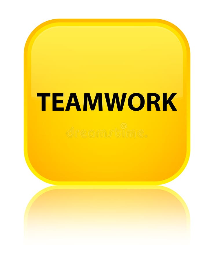 Teamwork Special Yellow Square Button Stock Illustration - Illustration ...