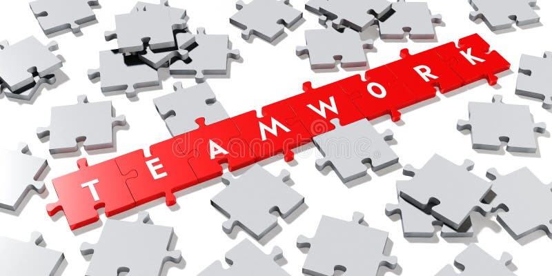 Teamwork Jigsaw Puzzle Concept Stock Illustration - Illustration of ...