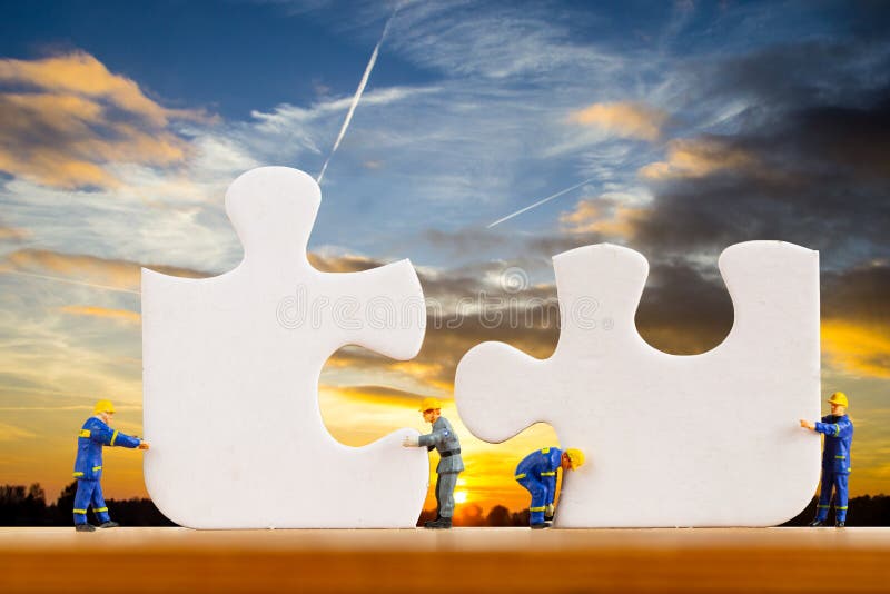 Teamwork Jigsaw for Support Together Stock Image - Image of connection ...