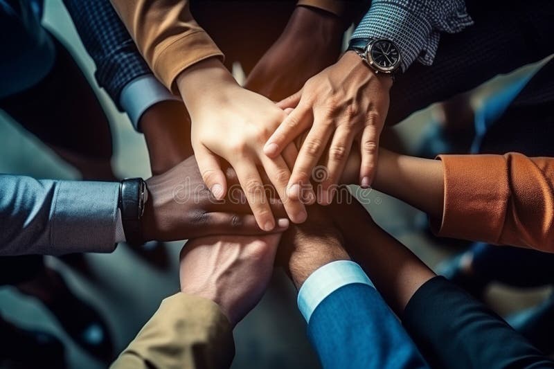 Teamwork Join Hands Support Together Concept Generative AI Stock ...