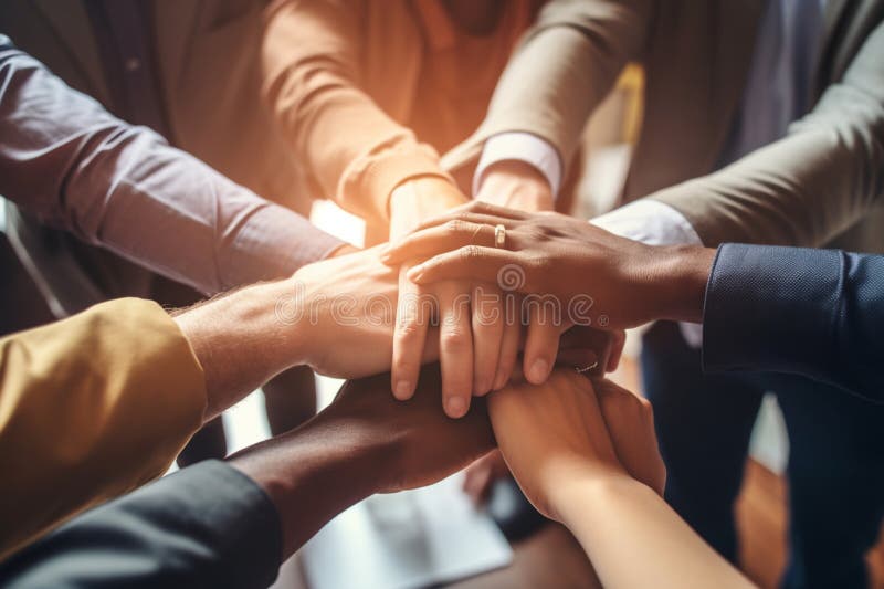 Teamwork Join Hands Support Together Concept Generative AI Stock ...