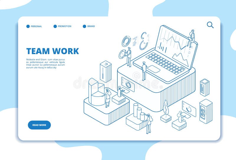 Data Analysis Isometric Concept. People Work on Infographic Chart, Dashboard Database Stock ...