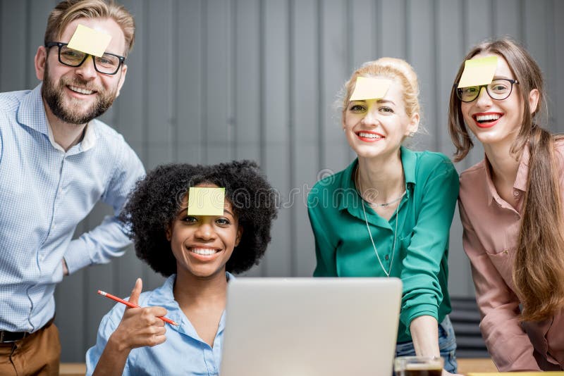 Teamwork with laptop stock photo. Image of team, computer - 92235318