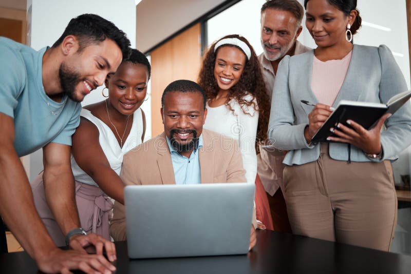 Teamwork, Laptop and Diversity in Workplace for Internship, Startup ...