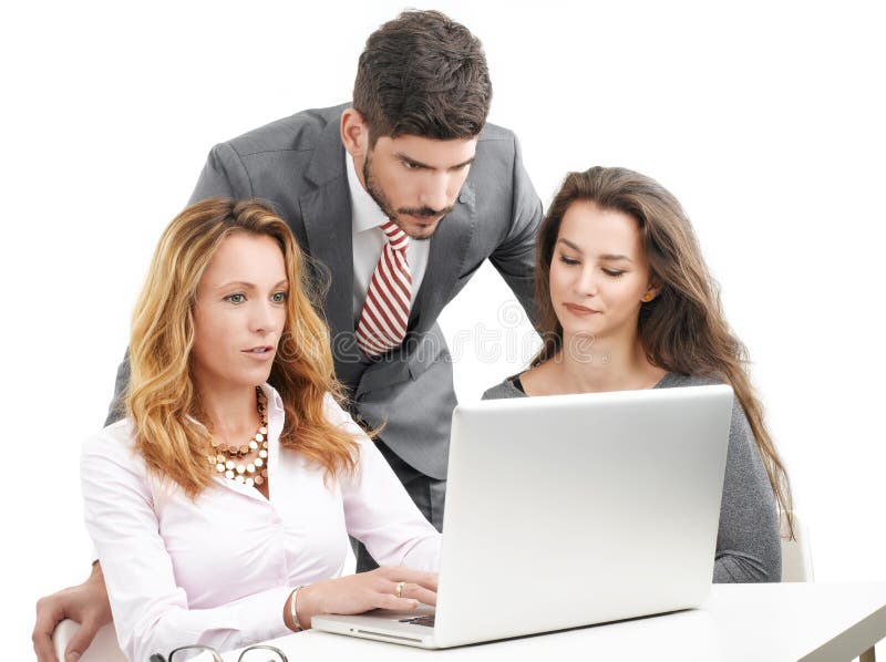 Teamwork with laptop stock photo. Image of manager, computer - 47332364