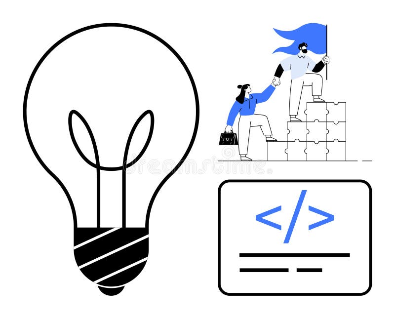 Teamwork and Leadership in Problem-Solving with Coding and Innovation Concepts Stock Vector ...