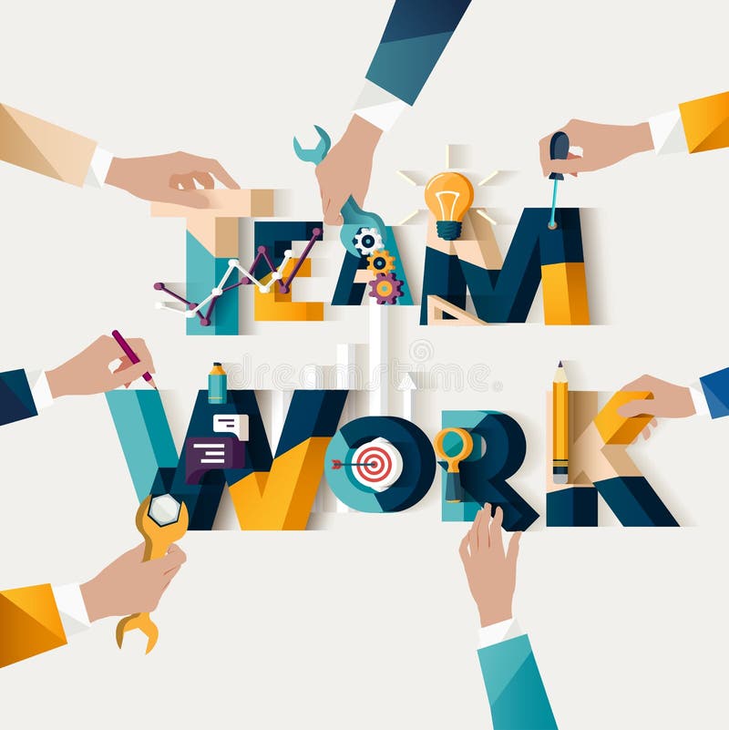 Teamwork Lettering Template Made from Puzzle Pieces Stock Vector ...