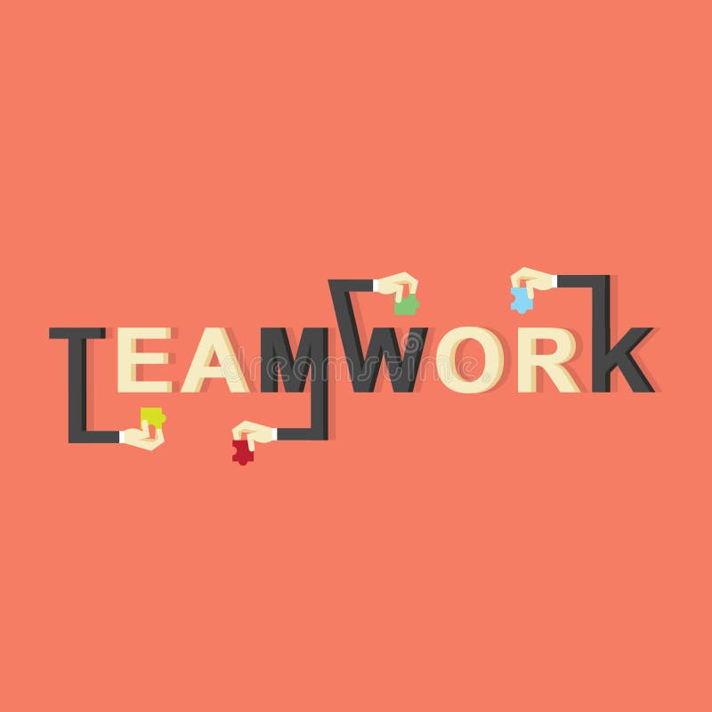 Teamwork Lettering Design. Vector Illustration Decorative Design Stock ...