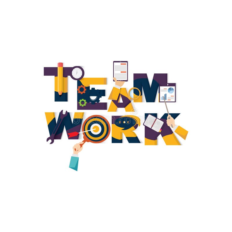 Teamwork Lettering Template Made from Puzzle Pieces Stock Vector ...