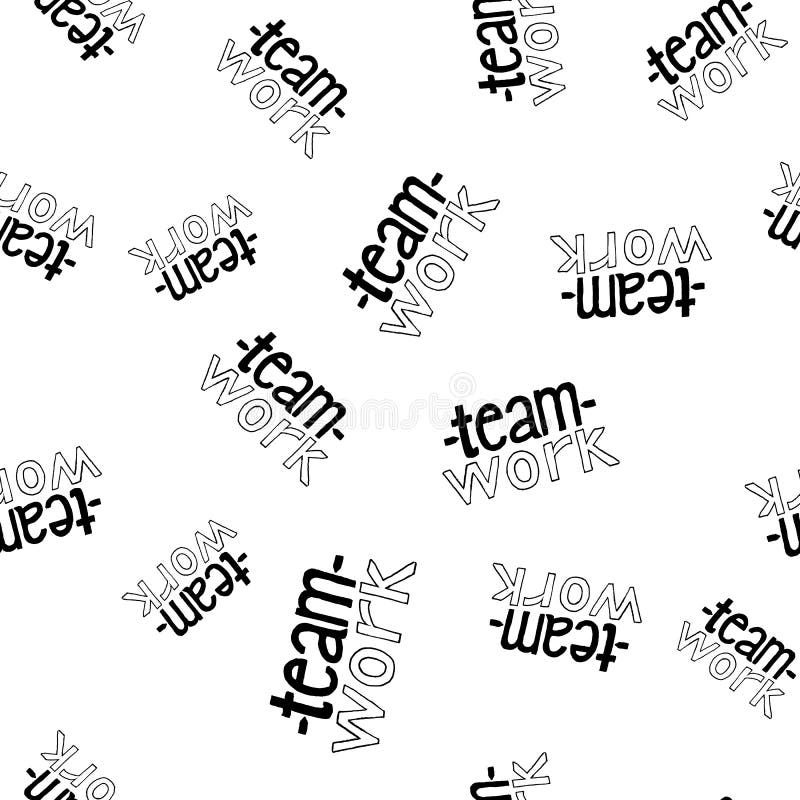 Teamwork Lettering Seamless Pattern Stock Vector - Illustration of ...