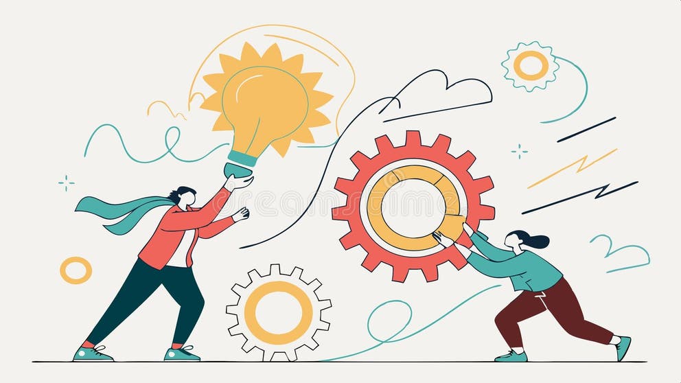 Teamwork Light Bulb Vector, Collaboration Idea Art, Creative Solution ...