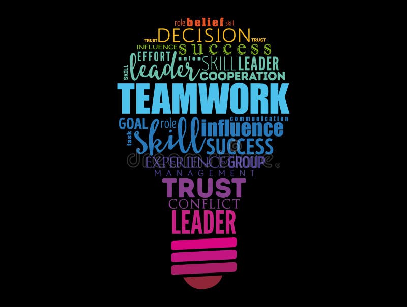 Teamwork Light Bulb Word Cloud Stock Illustration - Illustration of ...
