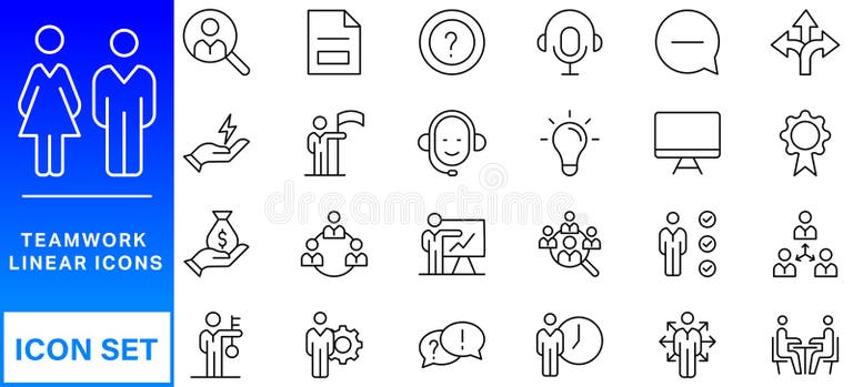 Teamwork Line Editable Icon Set. Editable Stroke Stock Vector ...