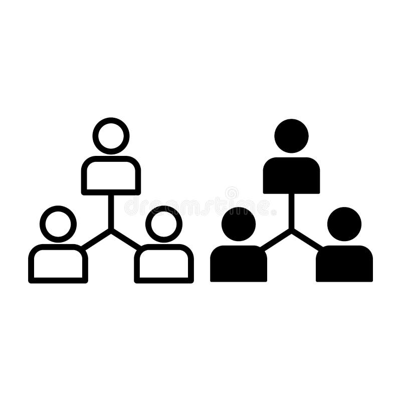 Teamwork Line and Glyph Icon. Group Vector Illustration Isolated on ...