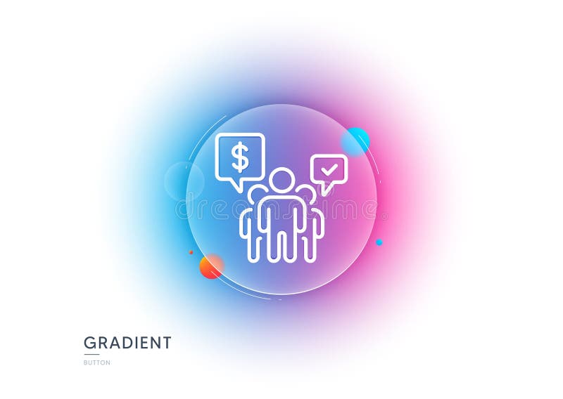 Teamwork Line Icon. Employees Chat Sign. Core Value. Gradient Blur ...
