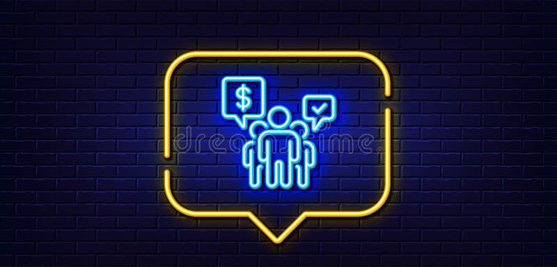 Teamwork Line Icon. Employees Chat Sign. Core Value. Neon Light Speech ...