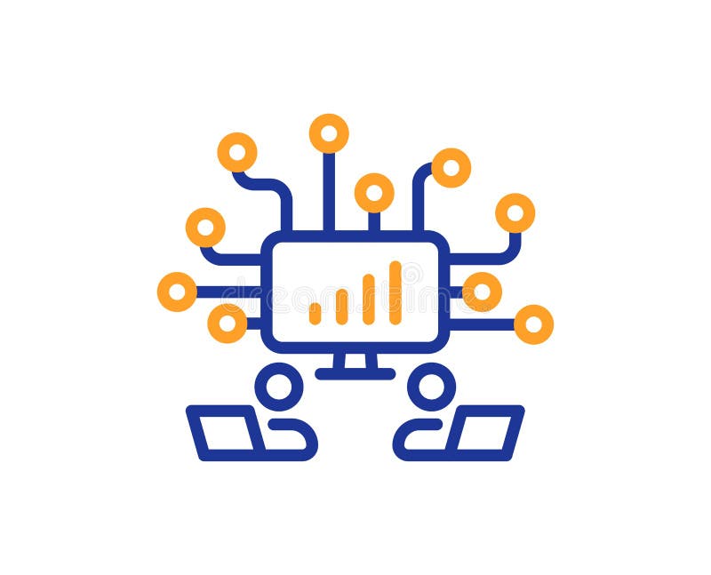 Teamwork Line Icon. Remote Office Sign. Vector Stock Vector ...