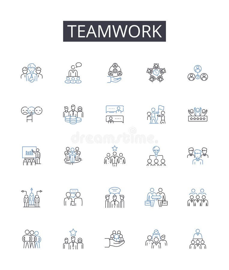 Teamwork Line Icons Collection. Collaboration, Partnership, Alliance ...