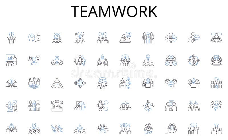 Teamwork Line Icons Collection. Letters, Emails, Communication, Pen ...