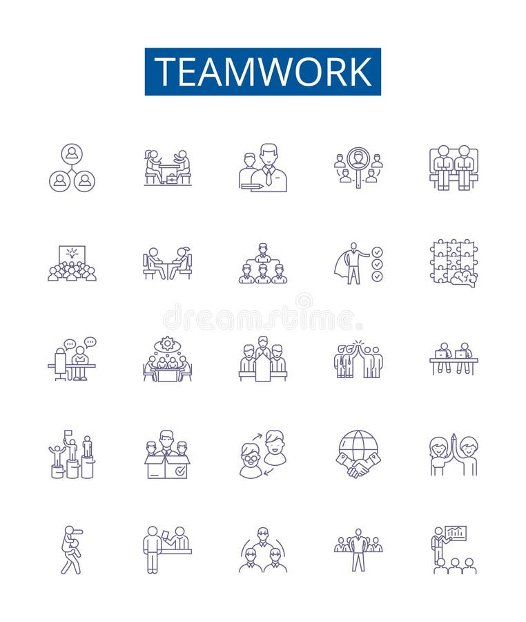 Teamwork Line Icons Signs Set. Design Collection of Collaboration ... Teamwork Line Icons Signs Set. Design Collection of Collaboration ...