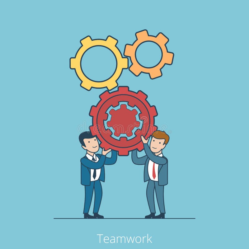 Teamwork Success Processing Flat Line Art Business Stock Vector ...