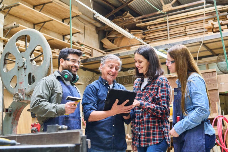 Teamwork in a Lumberyard with Diverse Group Collaboration Stock Image ...