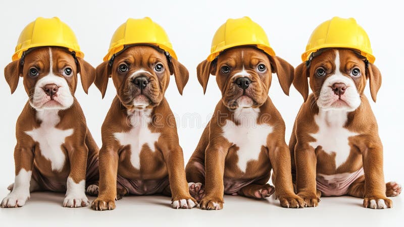Teamwork Makes the Dream Work Adorable Puppies in Construction Hats on ...