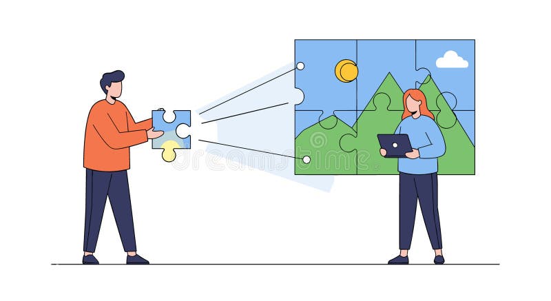 Teamwork Makes the Dream Work a Collaborative Effort in Flat Minimalist Style Stock Vector ...