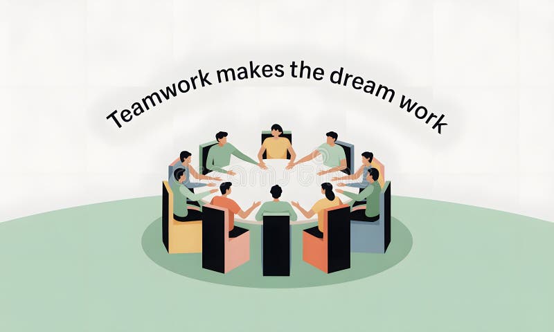 Teamwork Makes Dreams Reality Stock Illustration - Illustration of ...