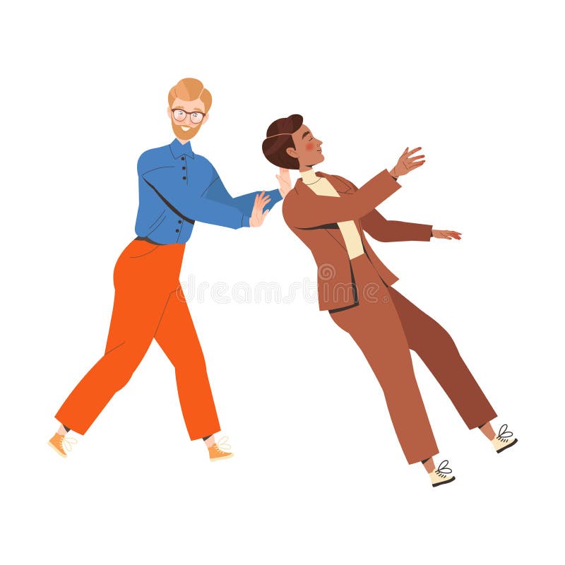 Teamwork with Man Employee Supporting Falling Colleague Engaged in ...