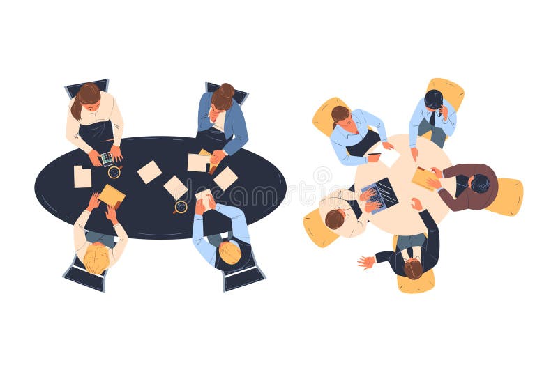 Teamwork with Man and Woman Office Worker Brainstorming at Round Table ...