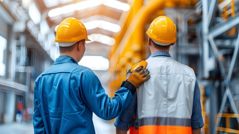 Teamwork in Manufacturing Industry, Two Engineers Collaborating on ...