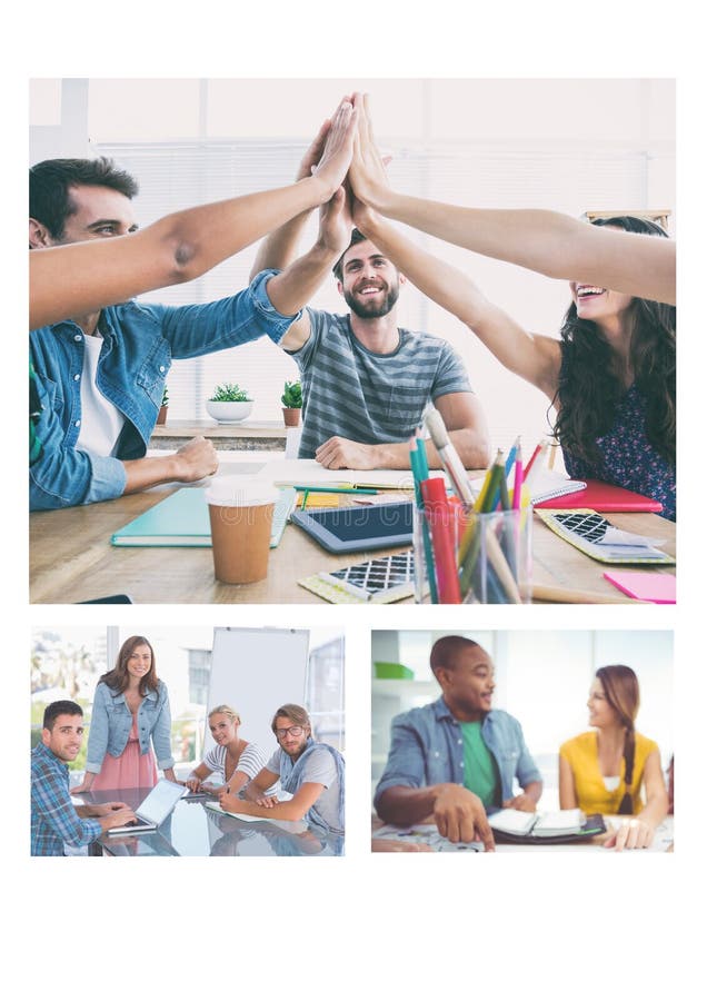 Teamwork meeting collage stock image. Image of conversation - 118857357