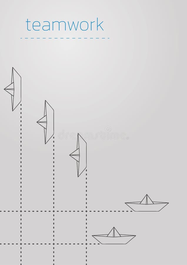 Teamwork Mit Einem Gefalteten Papierboot Vektor Abbildung ...