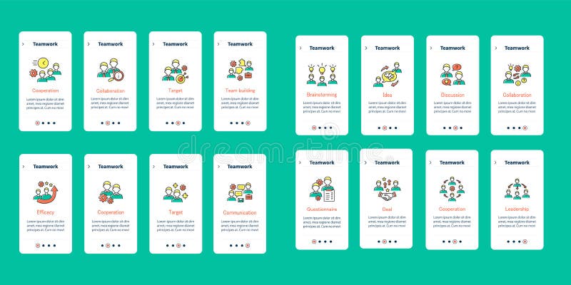 Teamwork mobile app screen stock vector. Illustration of cooperation ...