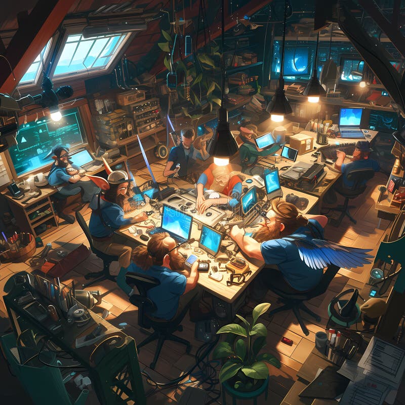 Teamwork in the Modern Workplace Stock Illustration - Illustration of ...