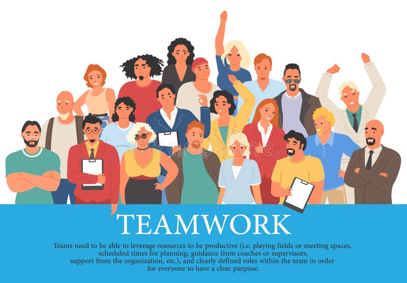 Teamwork Motivation Poster with People Business Partners and Colleagues ...