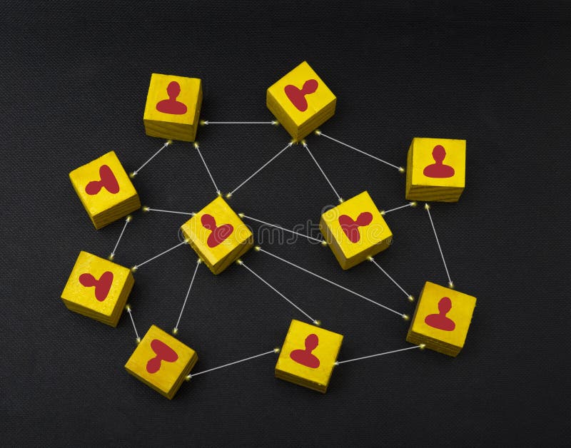 Teamwork and Networking Concept with Wood Blocks Connected Stock Image ...