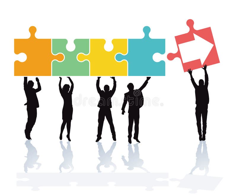 Teamwork och samarbete vektor illustrationer. Illustration av ...