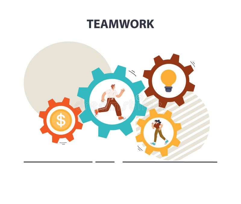 Teamwork. Office Characters Collaborating for Additional Business Stock ...