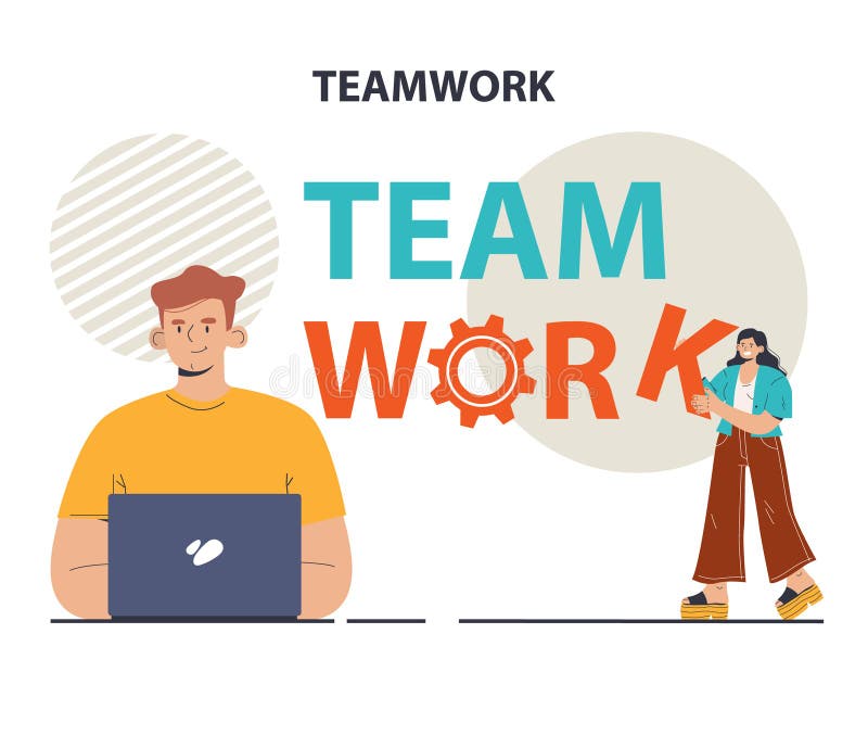 Teamwork. Office Characters Collaborating for Additional Business Stock ...