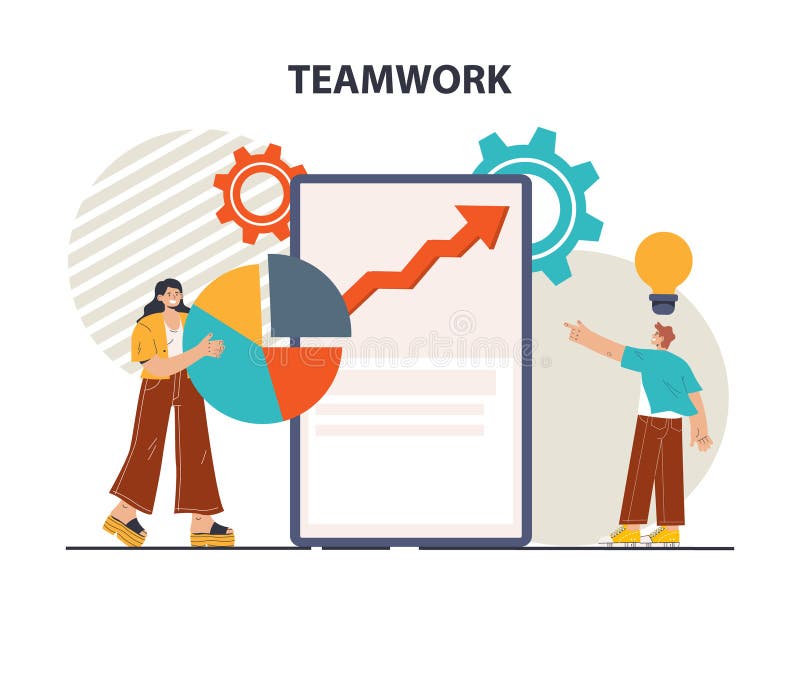 Teamwork. Office Characters Collaborating for Additional Business Stock ...