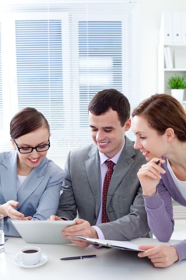 Teamwork in the office stock image. Image of communication - 33338803