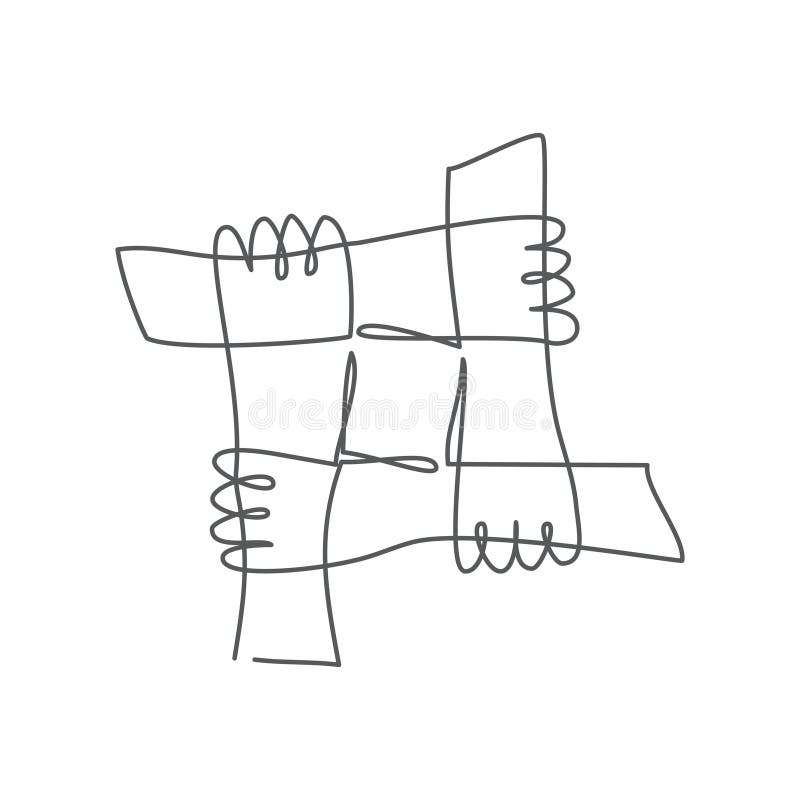 Teamwork One Line Drawing on White Background Stock Vector ...